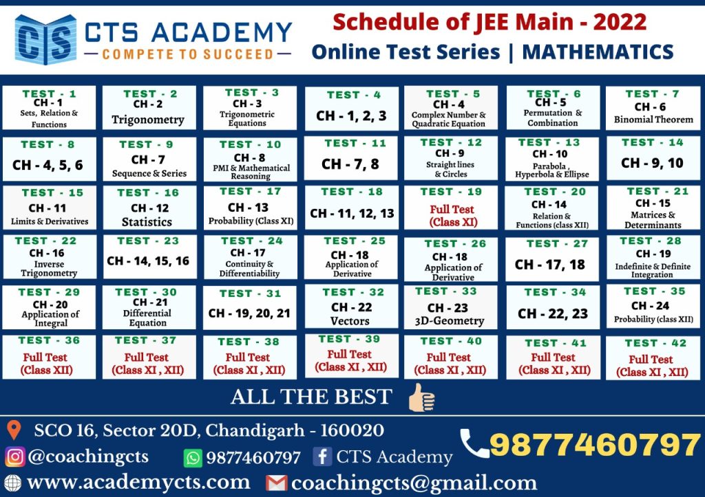Online Test Series for IIT JEE Mathematics 2022- CTS Academy