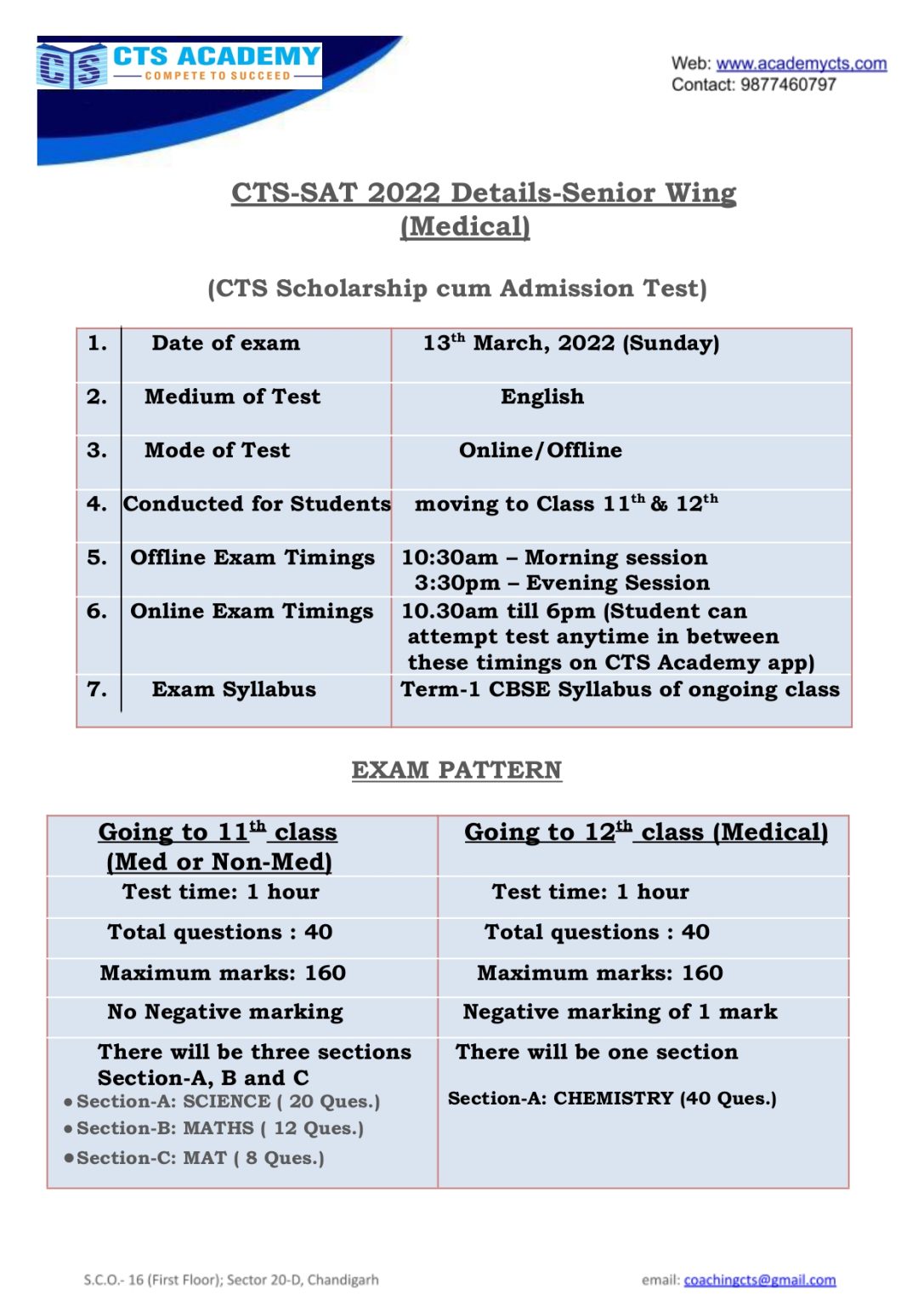 Medical Exam Pattern CTS Academy Medical Exam Pattern CTS Academy